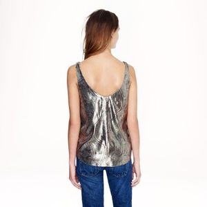 J. Crew | Tops | J Crew Silk Gold Metallic Sleeveless Paisley Top ...